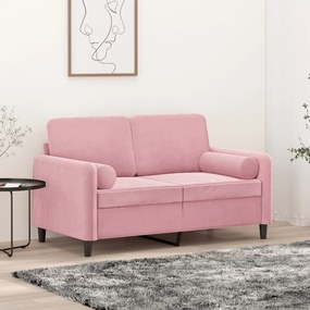 2místná pohovka s polštáři růžová 120 cm samet 3200874