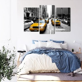 Vícedílný obraz Taxíky V New Yorku Nedostatek Nedostatek Přírodní plátno 150x100