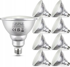 Led lampa Unikcst, 230 V, 18 W, E27, 3000 K, sada 8 kusů
