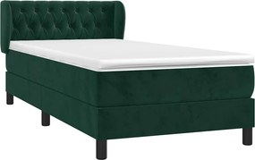Box spring postel s matrací tmavě zelená 90x200 cm samet 3127652