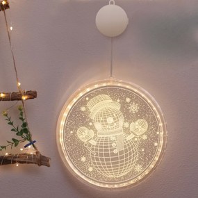 Vánoční LED závěsná dekorace do okna, teplá bílá, různé motivy na výběr Motiv: Sněhulák