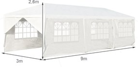 Costway Zahradní altán párty stan UV ochrana – 3 × 9 m, bílý