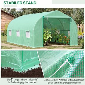 Fóliový skleník Outsunny Fóliový skleník Skleník Studený rám Rajčatový domek Sedlová střecha 450 × 300Š × 205V cm | Aosom