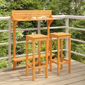 3dílný barový set na balkon masivní akáciové dřevo 310254