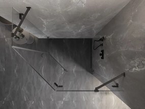 Mexen Lunar, výklopný pětiúhelníkový sprchový kout pravý 100 x 90 cm, 8mm čiré sklo, grafitový profil, 831-100P-090L-95-00-P