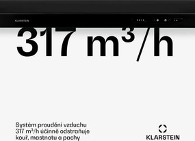 Klarstein UW60BL, digestoř, 60 cm, podskříňková, 317 m³/h, černá