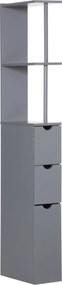 HOMCOM Moderní sloupcový koupelnový kabinet s 2 policemi, 2 zásuvkami a 1 bezpečnostním dvířkami 15x33x136,5 cm Šedý | Aosom