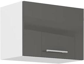 STL 50 cm skříňka horní jednodveřová (otevírání nahoru)  LARA Barevné provedení: Bílá / Šedý lesk