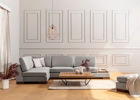 Hanah Home Rohová pohovka TULIP 313cm světle šedá levý roh s pufem 560ARE1156