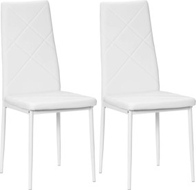 HOMCOM Set 2 čalouněných křesel s vysokým opěradlem, kuchyňské židle z umělé kůže s diamantovým prošíváním, protiskluzové nohy a ocelové nohy do obýva