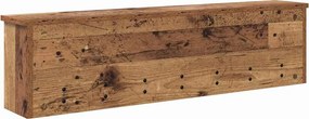 věšák, nástěnný, 5 poliček, háčky, kompozitní dřevo, 26x100x16 cm, staré dřevo, Dekorino TK20260022