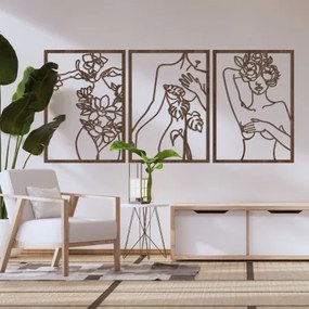 Třídílná nástěnná dekorace ženy – Moderní art umění | SENTOP HDF0480