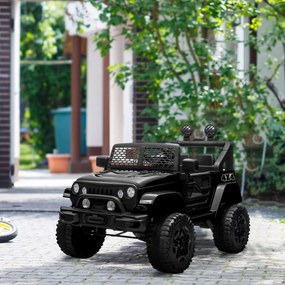 HOMCOM 12V Elektrické 4x4 Auto pro Děti s Dálkovým Ovládáním, Světly a Klaksonem - 3-6 Let - Černé