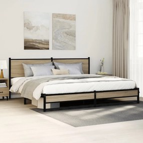 Kovový rám postele bez matrace dub sonoma 193 x 203 cm 3301397