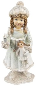 Vánoční dekorace soška děvče s panenkou – 8x7x19 cm