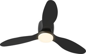 Stropní ventilátor HOMCOM s osvětlením a dálkovým ovládáním 115 cm s LED lampou, Reverzibilní DC motor, 3 ABS lopatky, 3 barvy světla, 6 rychlostí, ča
