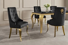 Designová židle Rococo Lví hlava černá / zlatá