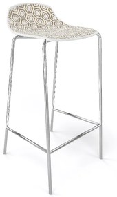 GABER - Barová židle ALHAMBRA vysoká, bílobéžová/chrom