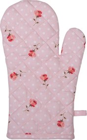 Růžová bavlněná chňapka - rukavice s růžemi Dotty Rose - 18*30 cm
