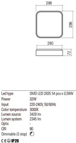 Redo Stropní LED svítidlo Yomo hranaté, ø29,6cm Barva: Černá