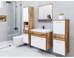 Koupelnový nábytek Lumia MDF, Barva: dąb wotan / biały lamel + dąb wotan, Sifon k umyvadlu: ano, Baterie: Economico BYU 020M