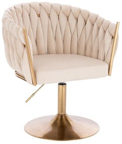 LuxuryForm DESIGN Otočná židle NORDEN VELUR na zlatém talíři - krémová