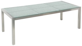 Zahradní sada pro 6 osob skleněná deska 180 x 90 cm a bílé židle GROSSETO  Beliani