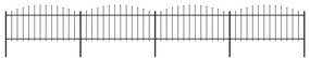Zahradní plot s kopím nahoře ocelový 714,5 x 75 cm černý