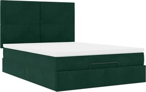 Osmanský rám postele s matracemi tmavě zelená 140x200cm samet 3313406