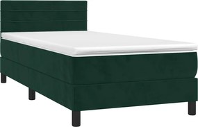 Box spring postel s matrací tmavě zelená 80 x 200 cm samet 3141332