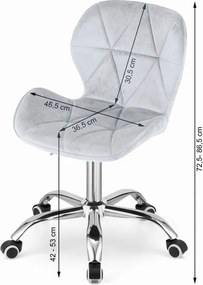 Set do pracovny ZARIMO stůl 80x40 cm, bílá + křeslo AVOLA VELVET, světle šedá