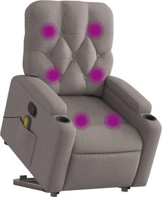 Zvedací masážní polohovací křeslo taupe textil 3204730