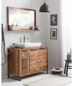 furniture-nabytek.cz - Masivní skříňka do koupelny Sidora I, 2 díly, z akátového dřeva, lakovaná, hnědá