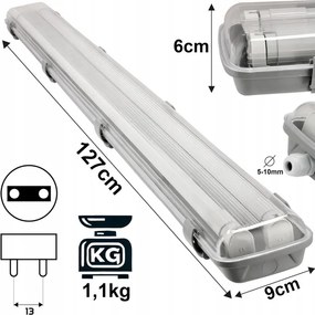 SADA Hermetické svítidlo 120cm 36W 3600lm 6000K+ 2x LED trubice Voděodolné