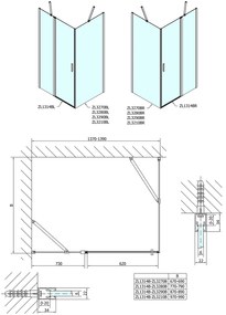 Polysan, Zoom Line Black obdélníková sprchová zástěna 1400x800mm L/P varianta, ZL1314BZL3280B