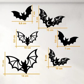 dřevo života Halloween dekorace na zeď -  Sada netopýrů (6ks)