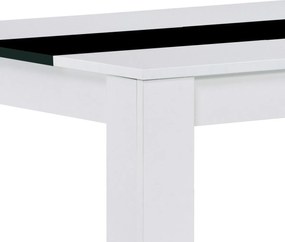 Autronic Jídelní stůl 138x80x75, MDF, bílé lamino, dekorativní černý pruh AT-B140 WT1