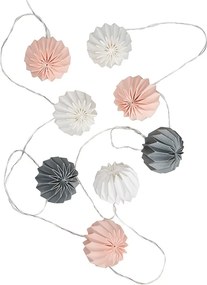 HANAMI LED Světelný řetěz lampióny 8 světel - růžová/šedá