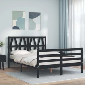 vidaXL Rám postele s čelem 120 x 200 cm masivní dřevo [3194373] Barva: Černá