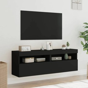 Nástěnné TV skříňky s LED osvětlením 2 ks černé 60 x 30 x 40 cm
