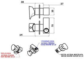 Sapho AXAMITE podomítková bidetová baterie, 1 výstup, chrom - AX40