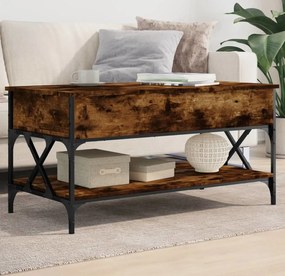 vidaXL Konferenční stolek 100x50x50 cm kompozitní dřevo a kov [845358] Barva: kouřový dub