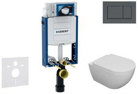 Geberit Kombifix - Set předstěnové instalace, klozetu Oudee a sedátka softclose, tlačítko Sigma20, matná černá/černá SANI15CA5100