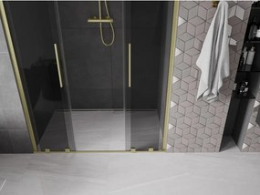 Mexen Velar Duo, posuvné sprchové dveře do otvoru 150 cm, 8mm šedé sklo, zlatá matná, 871-150-000-42-55