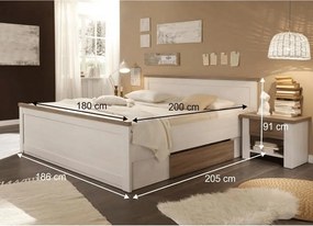 Ložnicový komplet (postel, 2 noční stolky, skříň), pinie bílá / dub sonoma truflový, LUMERA