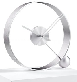 Designové stolní hodiny Endless brushed silver/silver 32cm