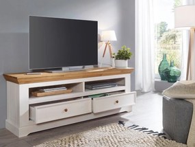 Bílý nábytek TV stolek Marone Klasik, dekor bílá-dřevo, masiv, borovice