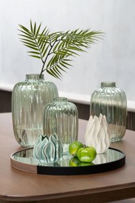 Zelená skleněná váza s úzkým hrdlem Junna M - Ø 16*25 cm