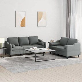 2dílná sedací souprava s polštáři tmavě šedá textil 3201851