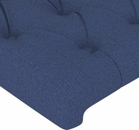 Čelo postele s LED modrá 200x7x118/128 cm textil 3122788